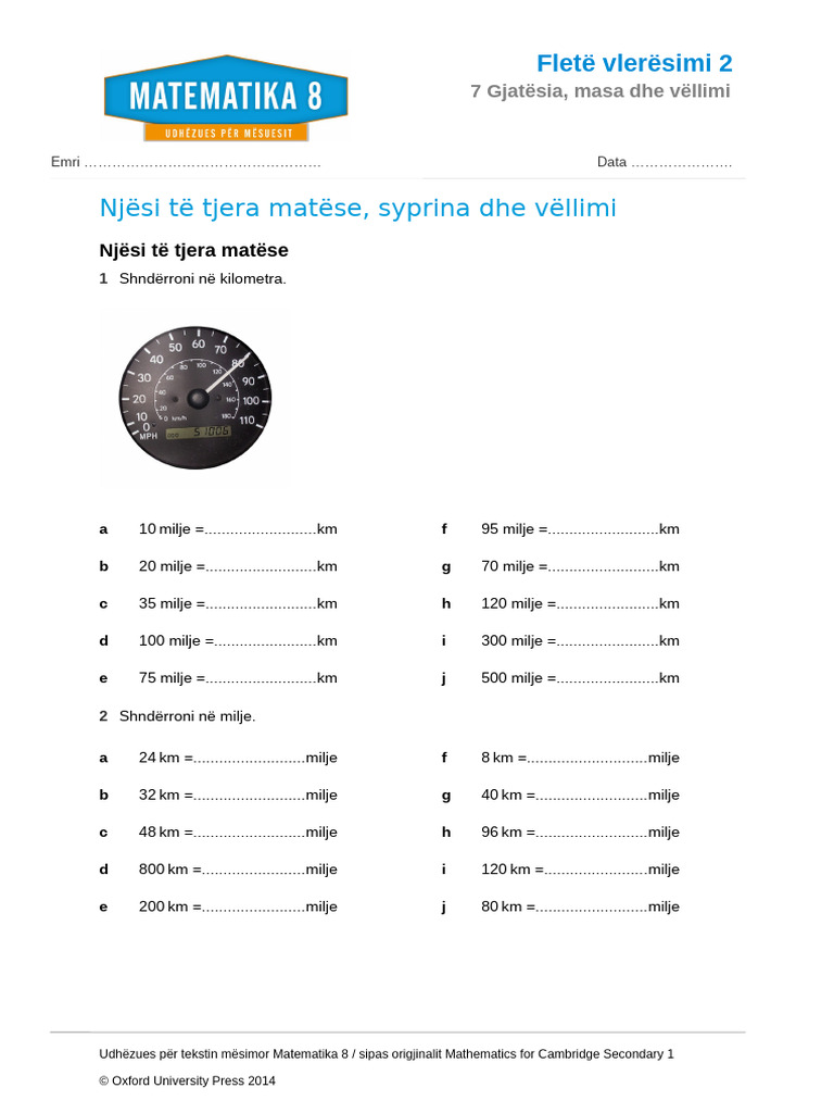 0703 - Flete Vleresimi 2 - Gjatesia, Masa Dhe Vellimi | PDF