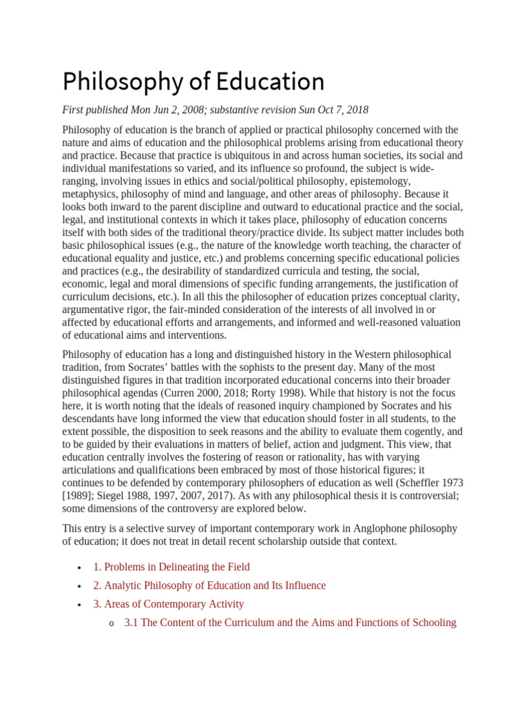 Understanding Philosophy of Education | PDF | Philosophy Of Education ...
