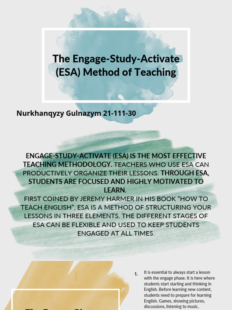 The Engage-Study-Activate (ESA) Method of Teaching | PDF | Cognition ...