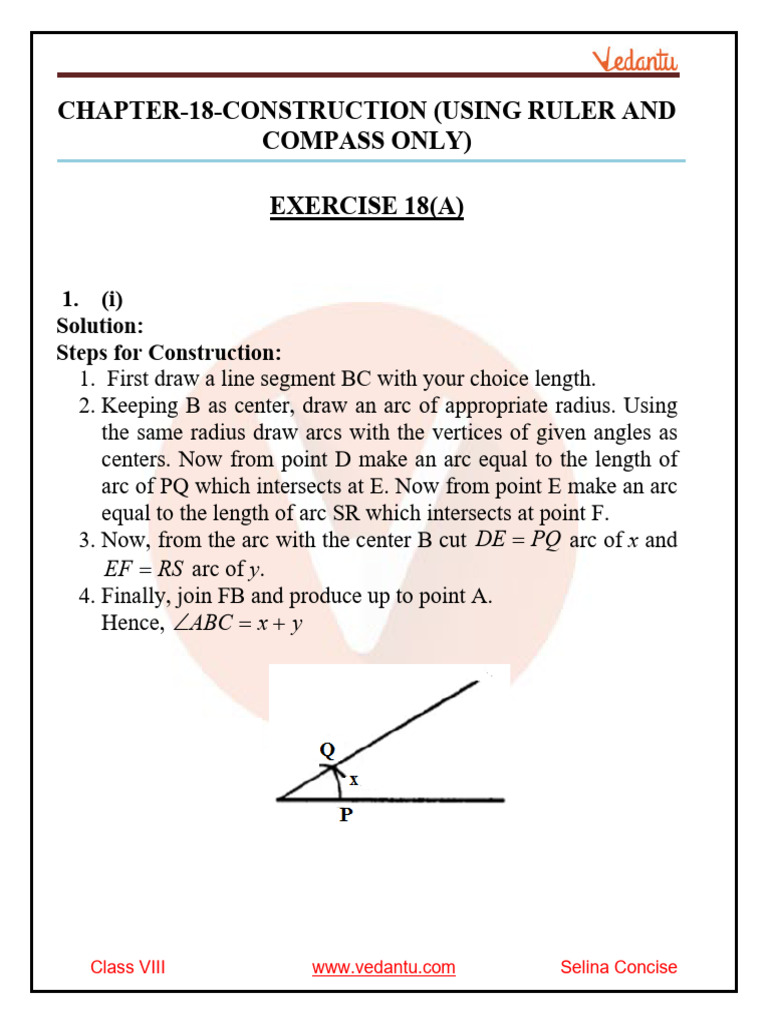 Selina Concise Mathematics Class 8 ICSE Solutions For Chapter 18 - Constructions | PDF ...