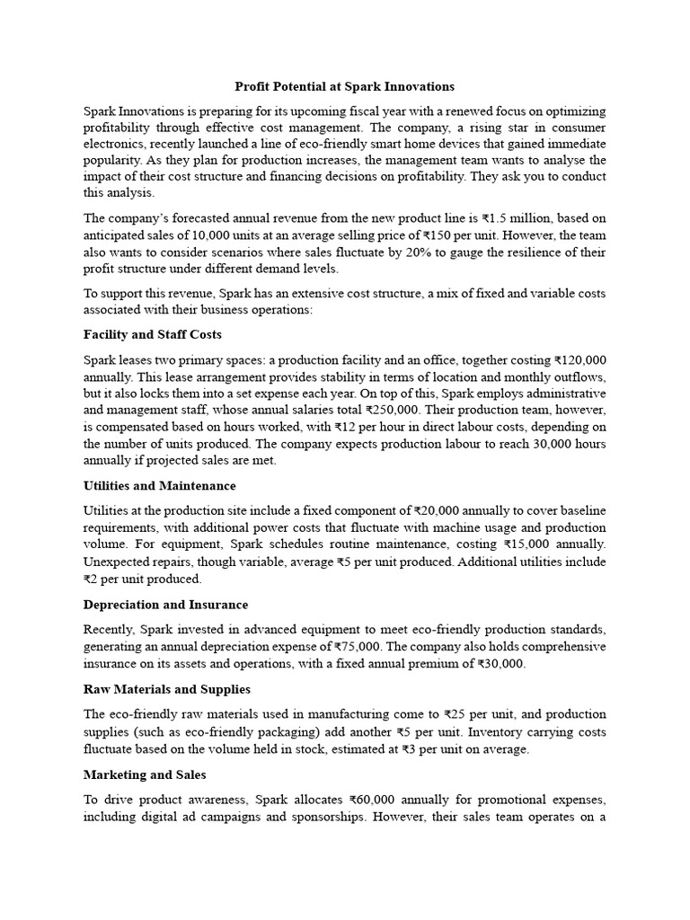 Caselet - DOL, DFL, and DCL | PDF | Leverage (Finance) | Expense