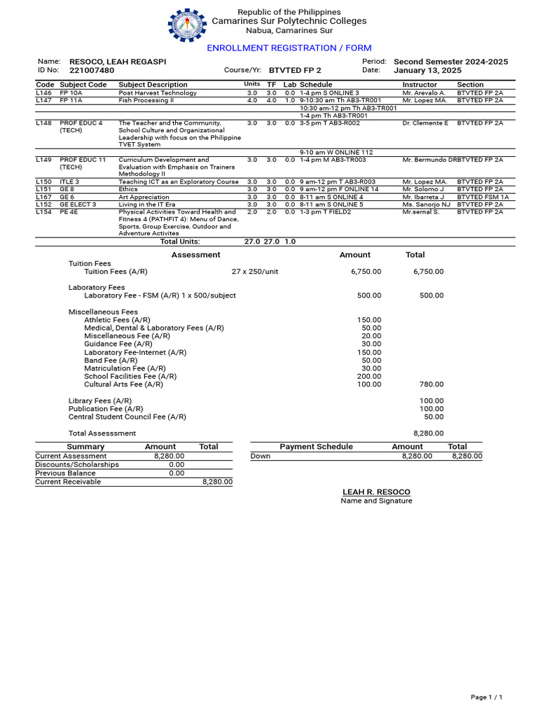 Resoco, Leah Regaspi Second Semester 2024-2025 221007480 Btvted FP 2 ...