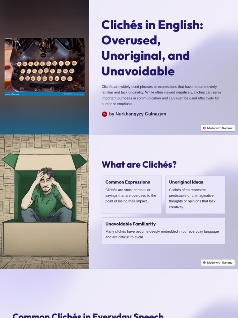 Cliches-in-English-Overused-Unoriginal-and-Unavoidable 1 | PDF | Irony ...