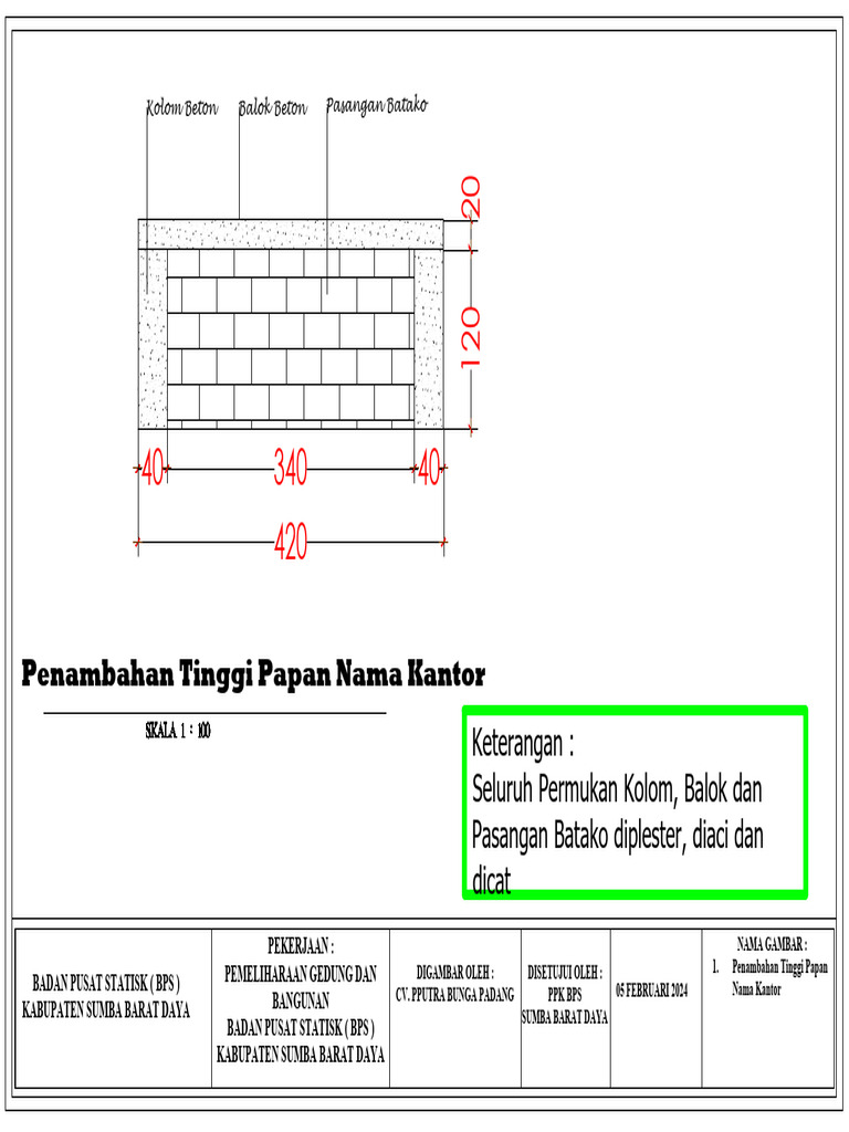 10.gambar Rencana BPS SBD 2024-Penambahan Tinggi Papan Nama Kantor | PDF