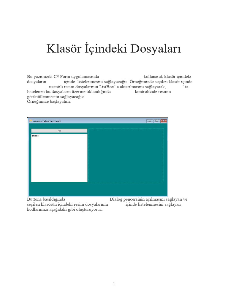 C# Folderbrowserdialog Ile Klasör İçindeki Dosyaları Listeleme | PDF