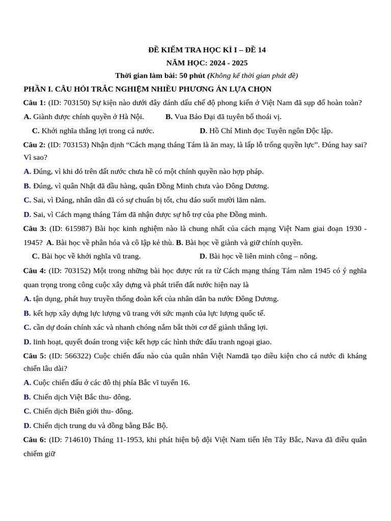 On-Tap-Hk1-Mon-Lich-Su-12-De-So - 14 | PDF