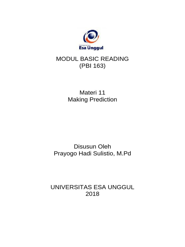 Modul Basic Reading session 12 | PDF | Reading Comprehension | Schema (Psychology)
