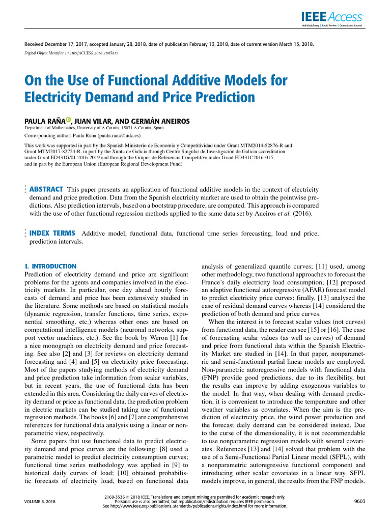 On the Use of Functional Additive Models for Electricity Demand and Price Prediction | PDF ...