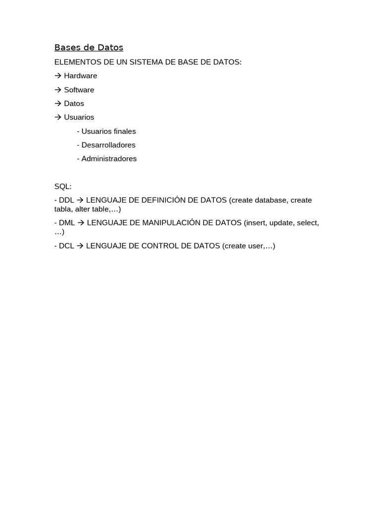 Elementos y Lenguajes de Bases de Datos | PDF