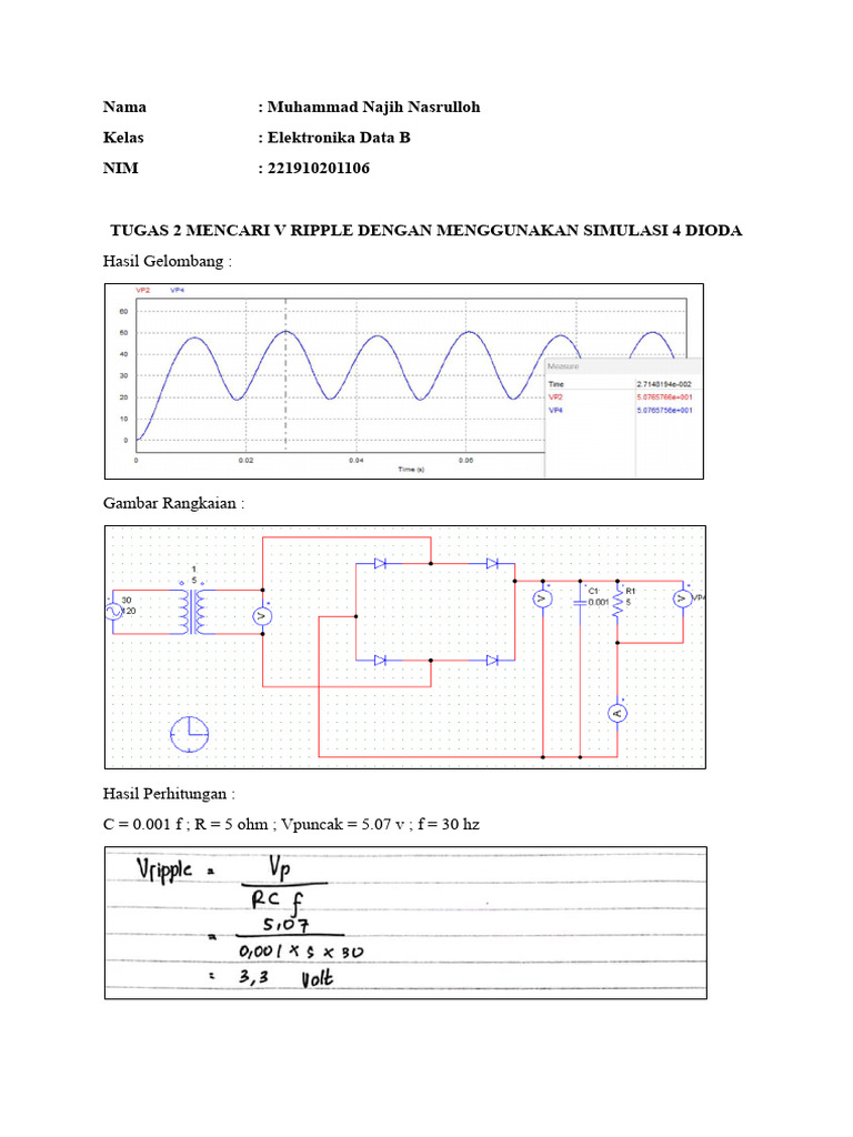 Tugas 2 - Simulasi Rangkaian 4 Dioda | PDF