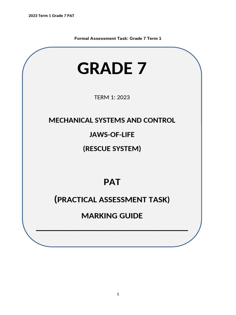 Grade 7 Jaws-of-Life PAT 2023 | PDF | Syringe | Mechanical Engineering