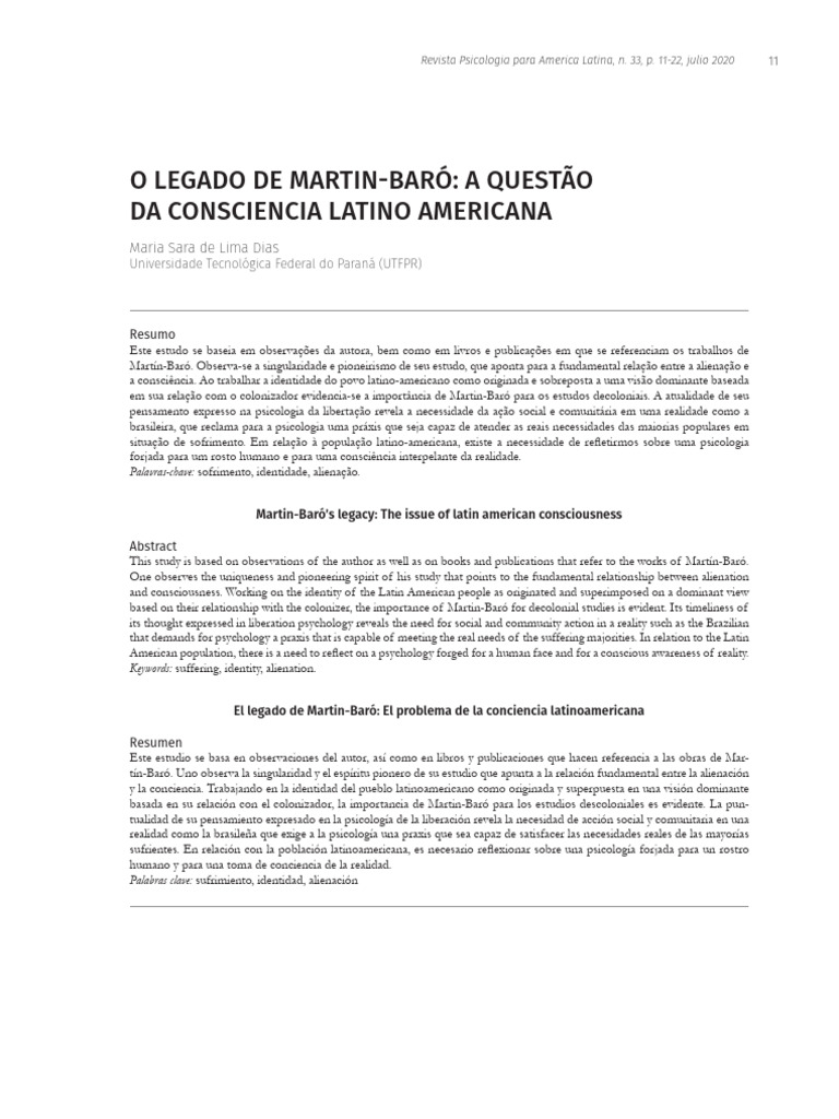 o Legado de Martin-baró | PDF | Psicologia | Psicologia Social