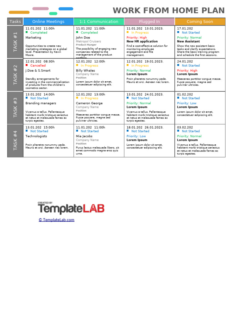 Remote Work Task Schedule 2023 | PDF