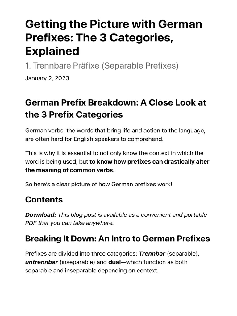 German Prefix Breakdown | PDF | German Language | Verb