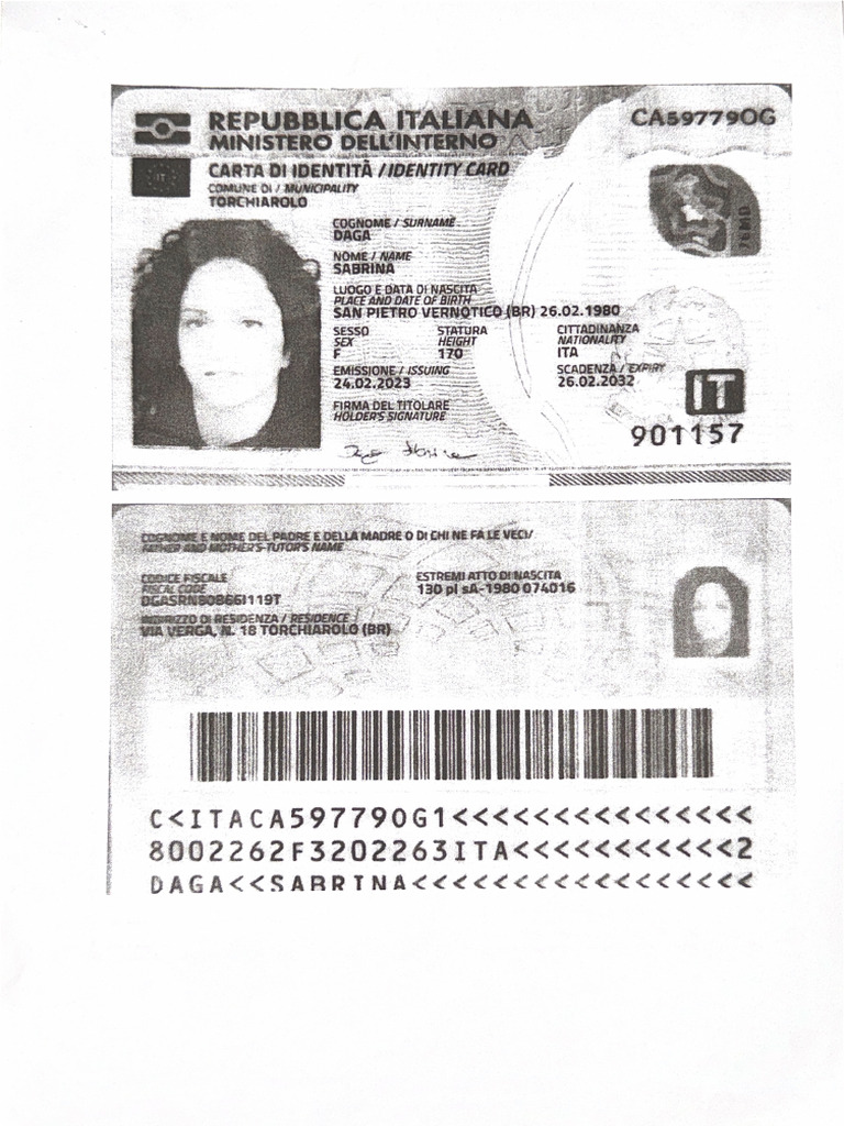 Daga Sabrina Carta Di Identita | PDF