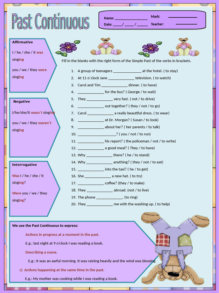 Revising Tenses Past Continuous 1 | PDF | Grammar | Languages
