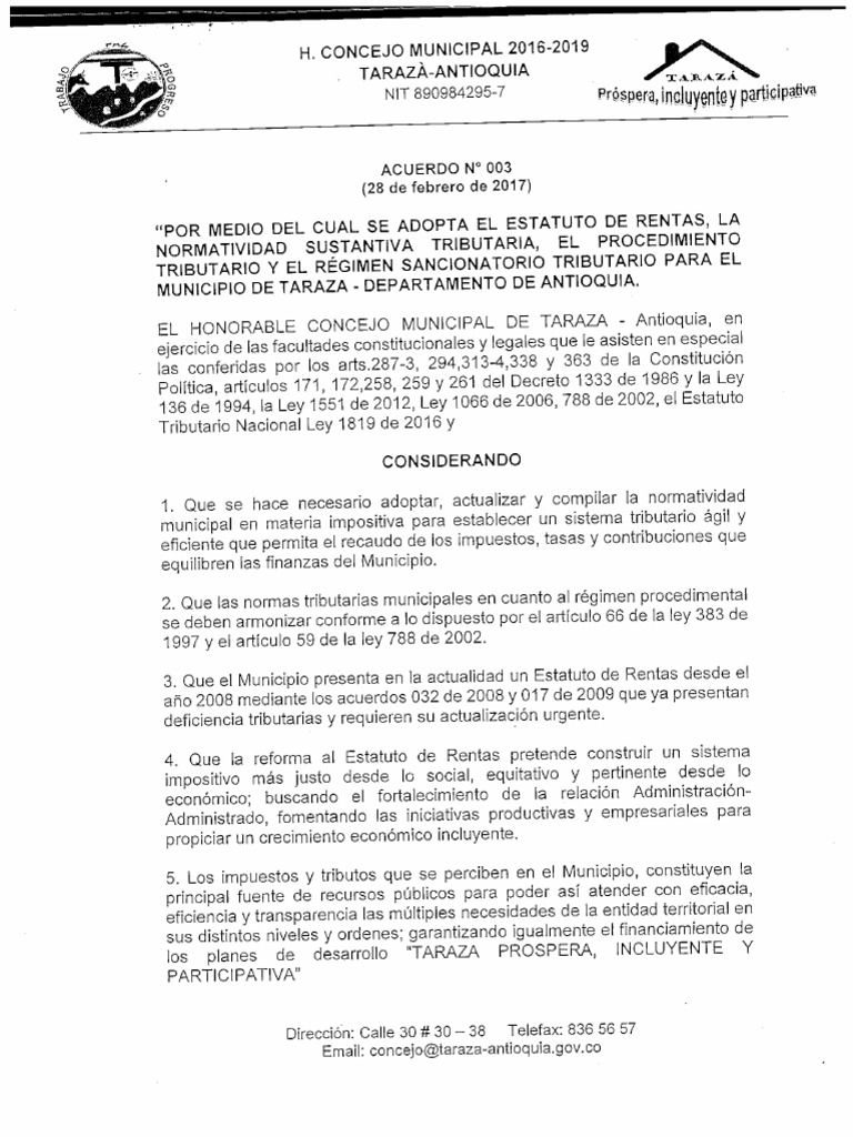 Acuerdo #003 Estatuto Tributario | PDF