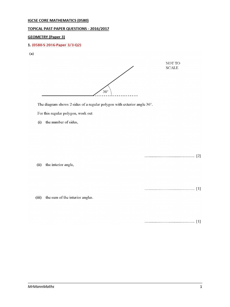 2016 2017 Ppqs Geometry QP | PDF