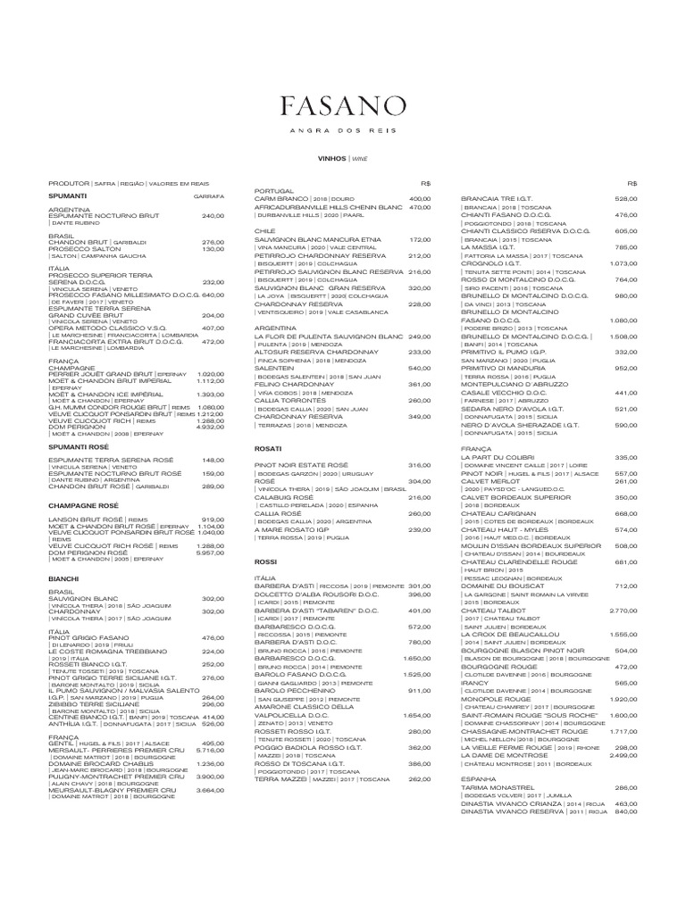 Carta de Vinhos Hfar | PDF | Italian Wine | Grape Varieties