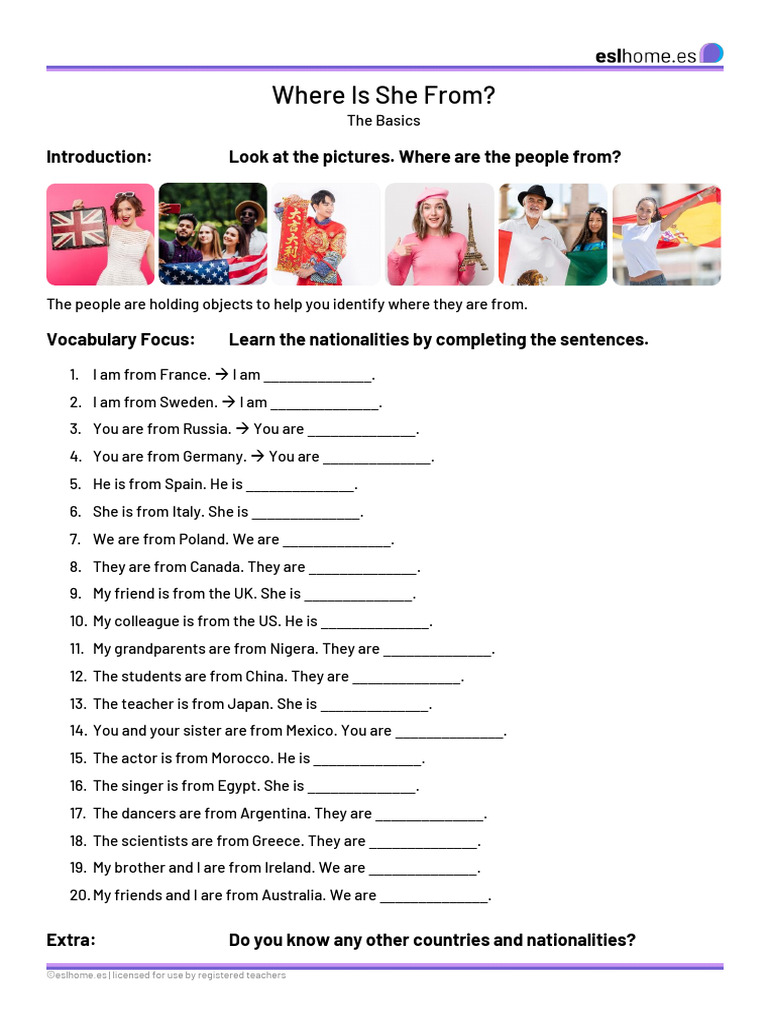 Where Is She From Handout | PDF | Linguistics | Learning
