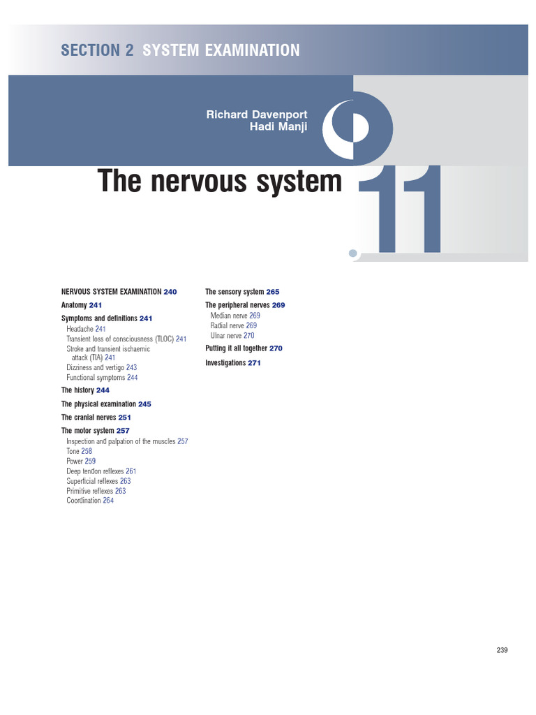 Nervous System Examination Guide | PDF | Headache | Central Nervous System