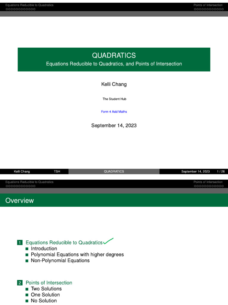 10 Quadratics (Equations Reducible To Quadratics) | PDF