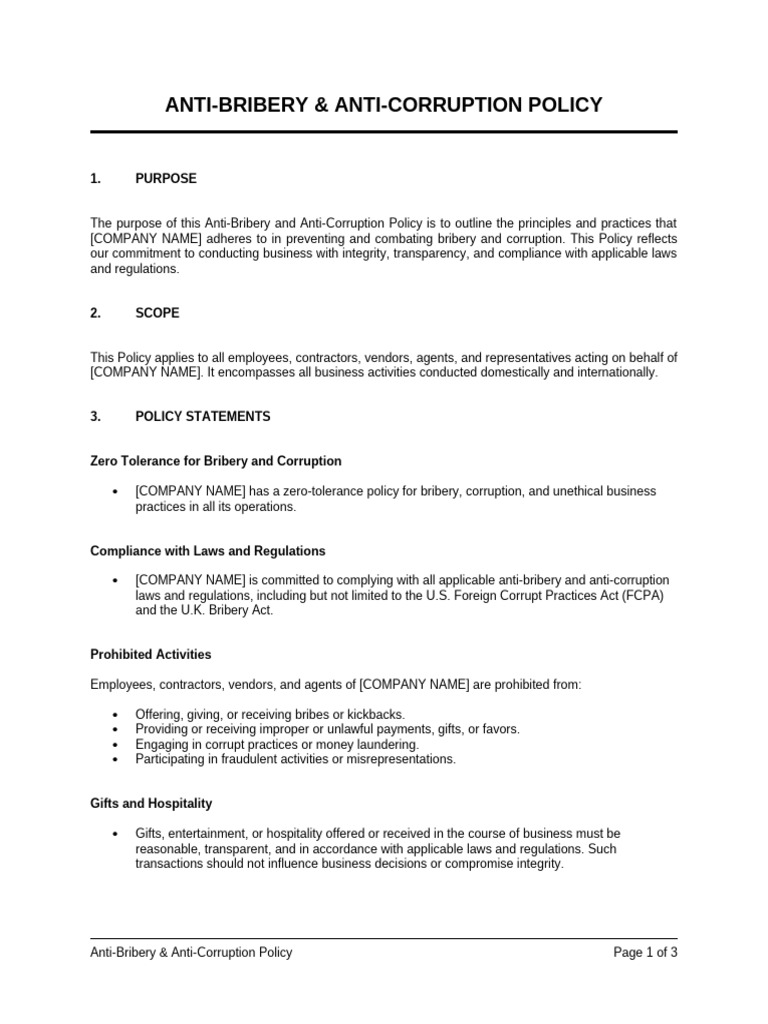 Anti-Bribery & Corruption Policy Guide | PDF | Bribery | Corruption