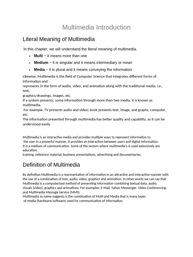 Understanding Multimedia Basics | PDF | Multimedia | Video