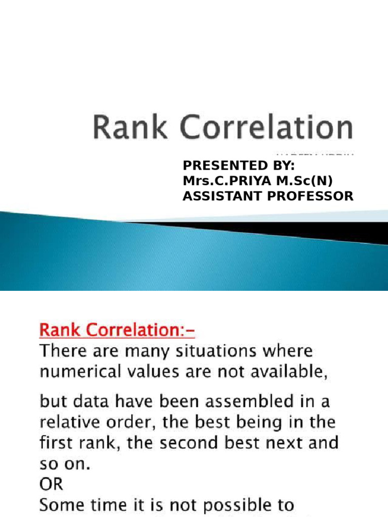 Rank Order Correlation Stastics | PDF