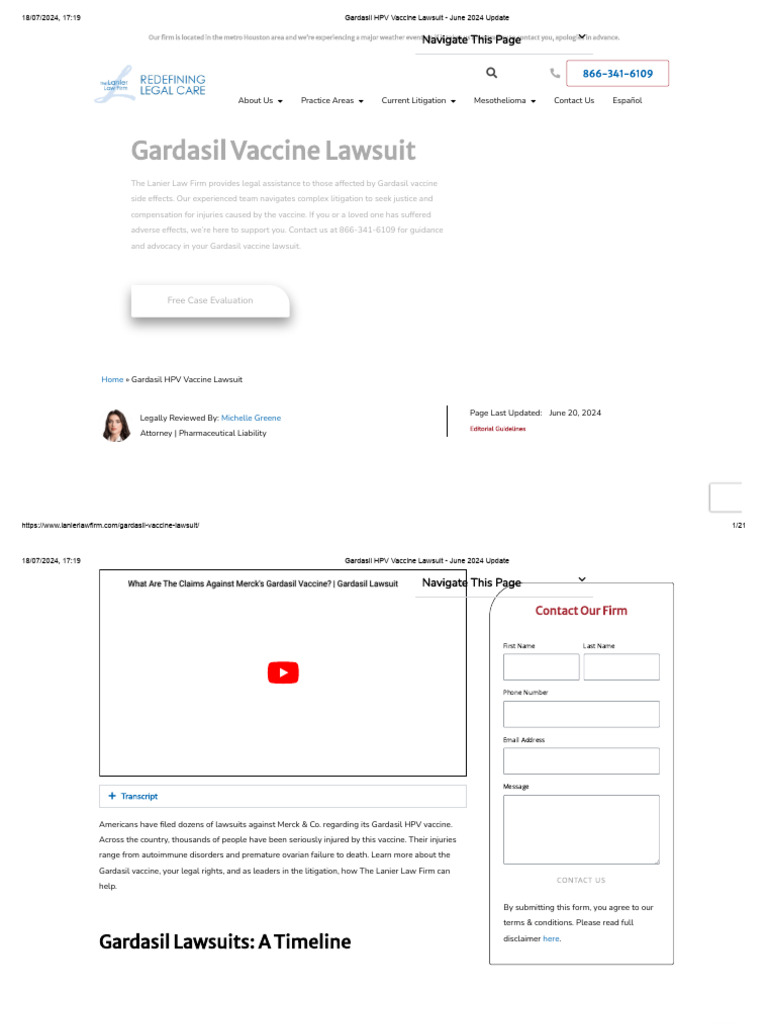 13 - Gardasil HPV Vaccine Lawsuit June 2024 Update | PDF | Lawsuit ...