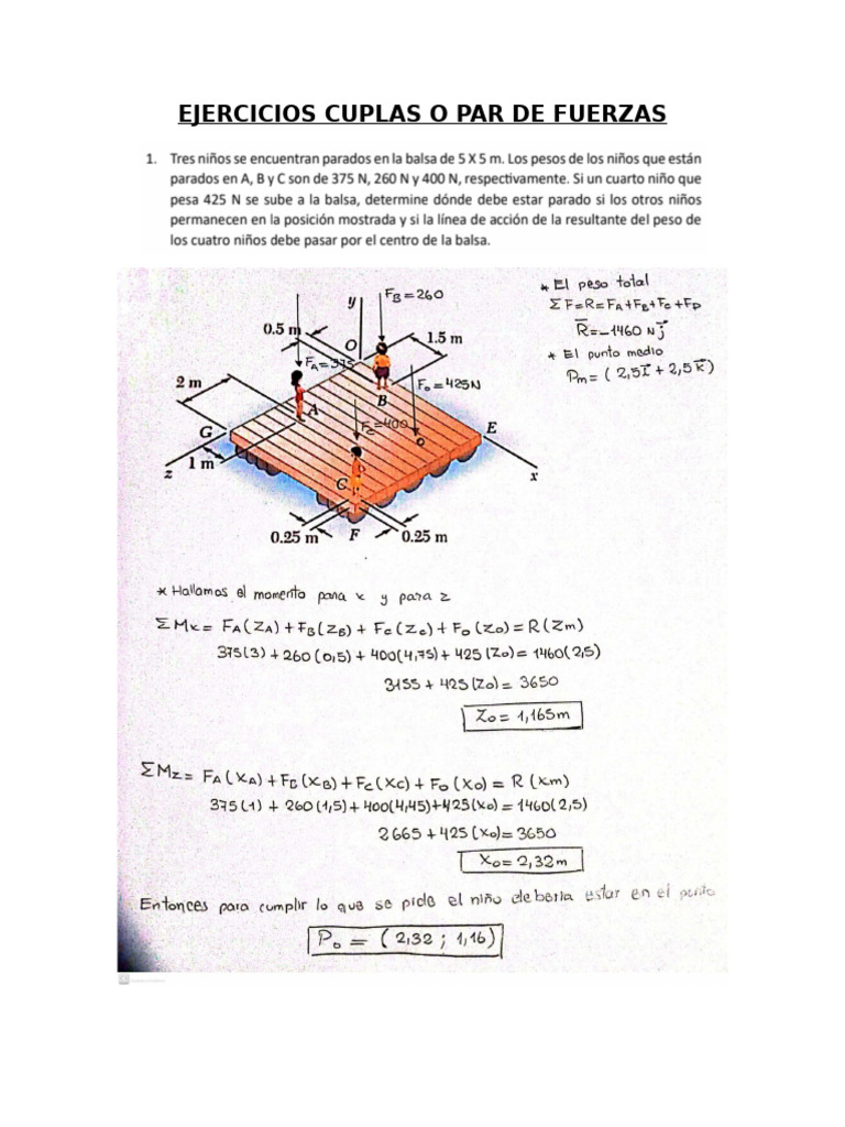 Ejercicios Cuplas o Par de Fuerzas | PDF