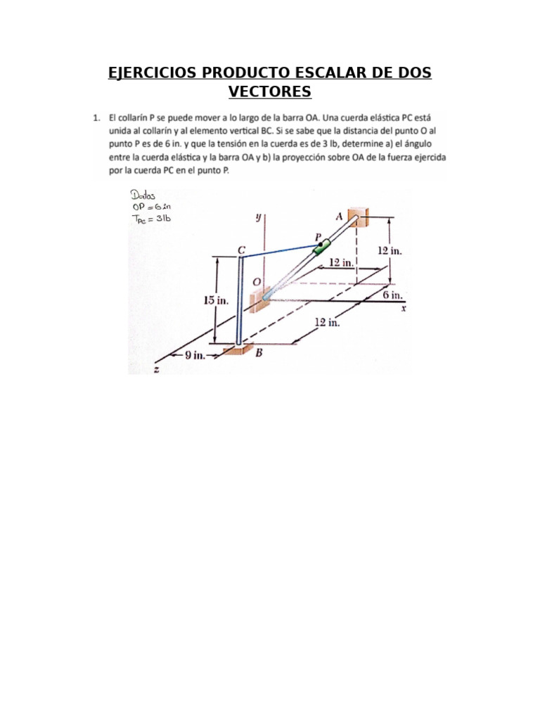 EJERCICIOS PRODUCTO ESCALAR DE DOS VECTORES | PDF