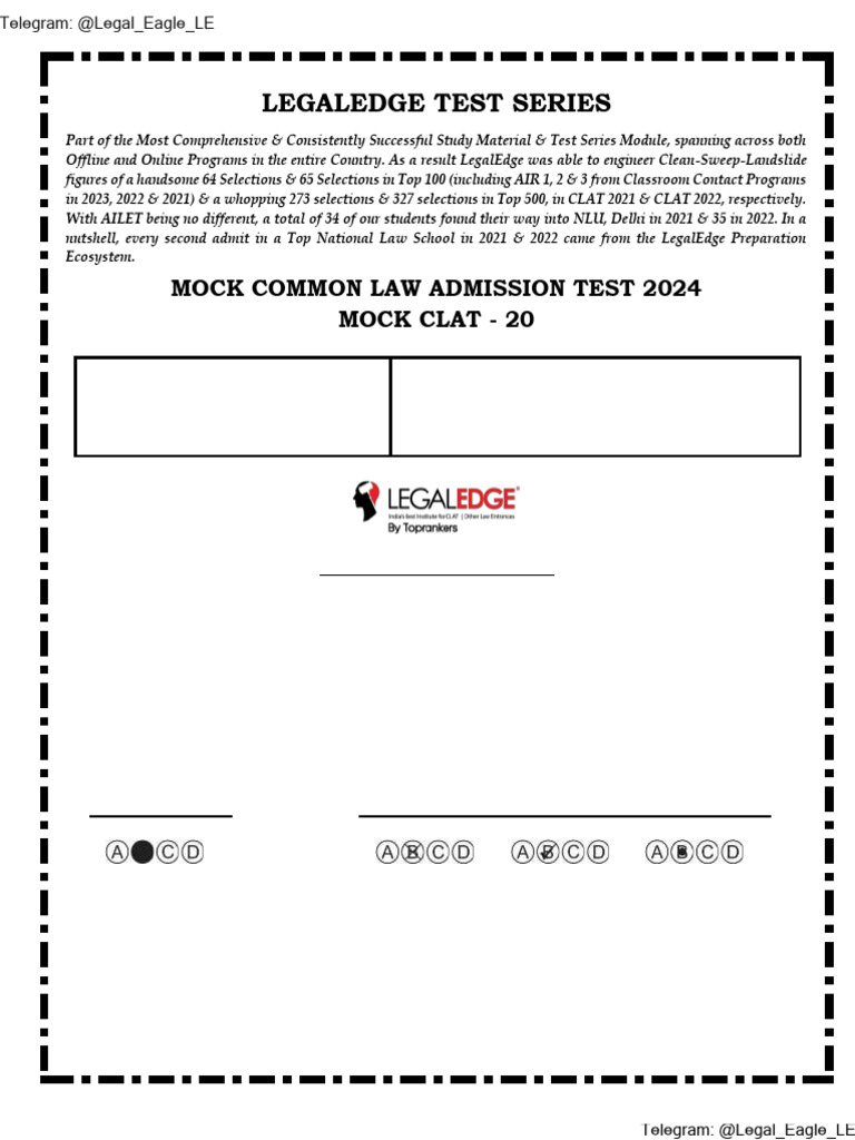 LE CLAT MOCK 20 @legal - Eagle - LE | PDF | Vincent Van Gogh