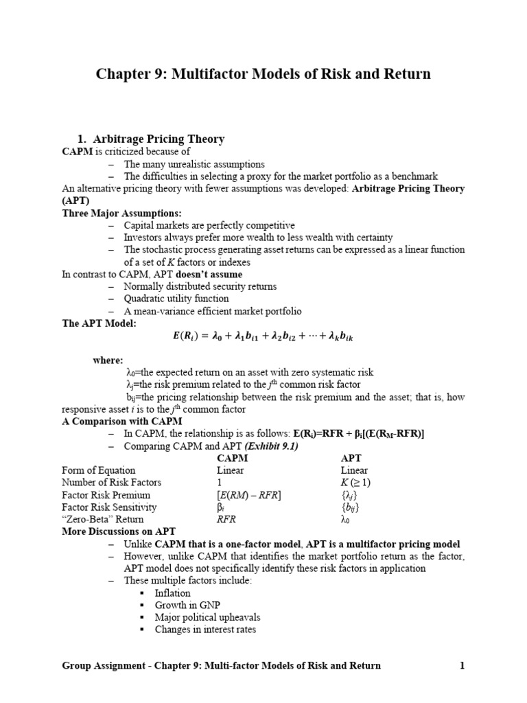 Group Assignment - Chapter 9 | PDF | Capital Asset Pricing Model | Mathematical Finance