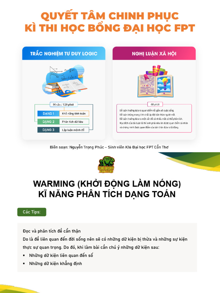 Bí Kíp Ôn Tập Cho Kỳ Thi Học Bổng Đại Học FPT | PDF