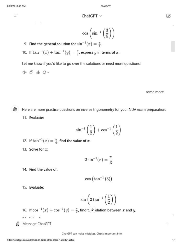 Inverse Trigonometry Practice Problems | PDF | Trigonometry | Triangle ...