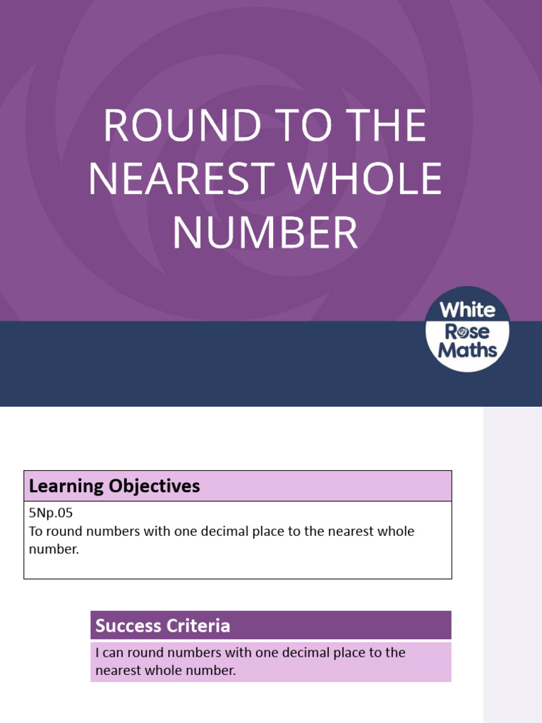 Rounding Decimals To The Nearest Whole Number | PDF | Numbers | Integer