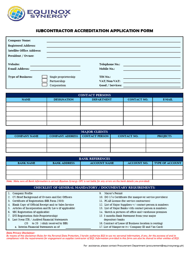 Subcontractor Accreditation Requirements | PDF | Sole Proprietorship ...