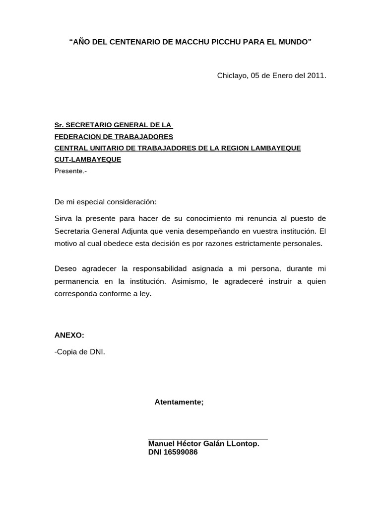 Carta Hector Galan | PDF