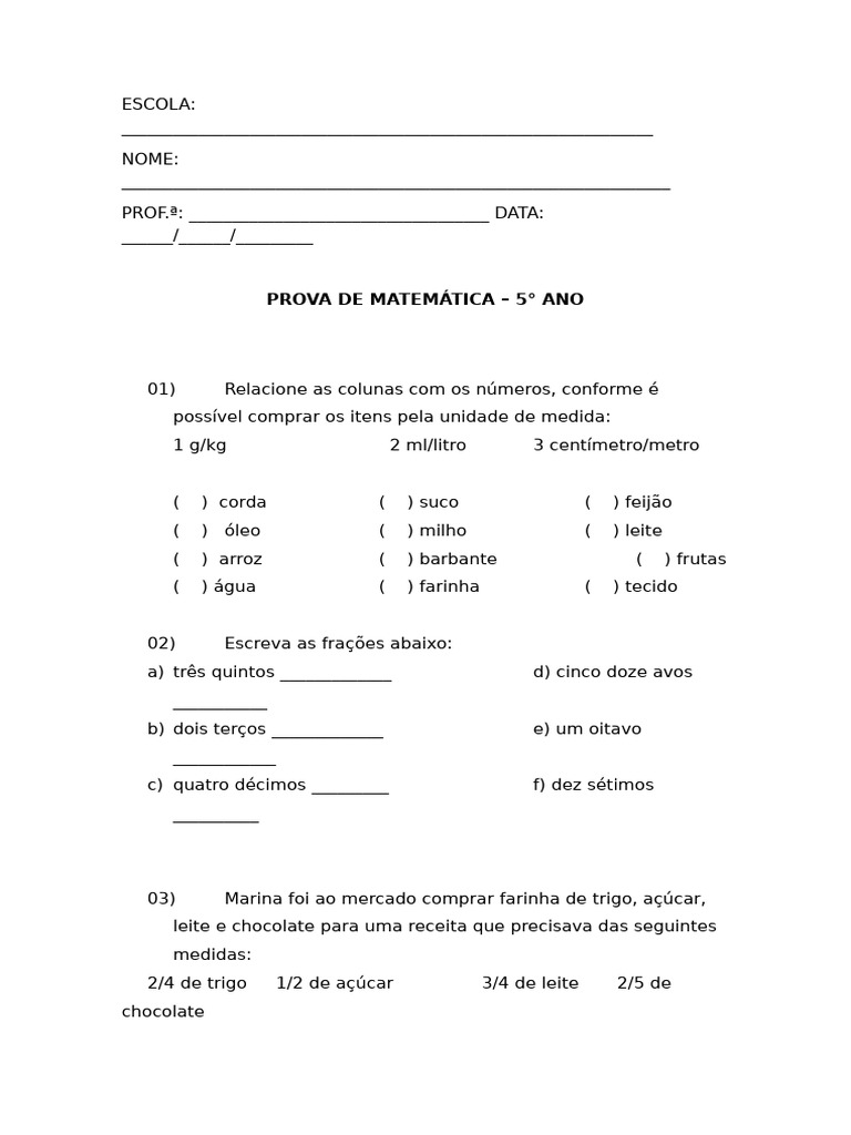 Modelo de Provas Da Mãe | PDF