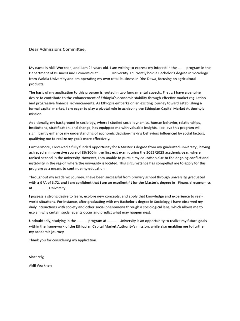 motivation letter | PDF | Behavioural Sciences | Psychology