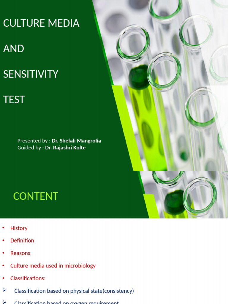 Culture Media and Sensitivity Test | PDF | Growth Medium | Dna