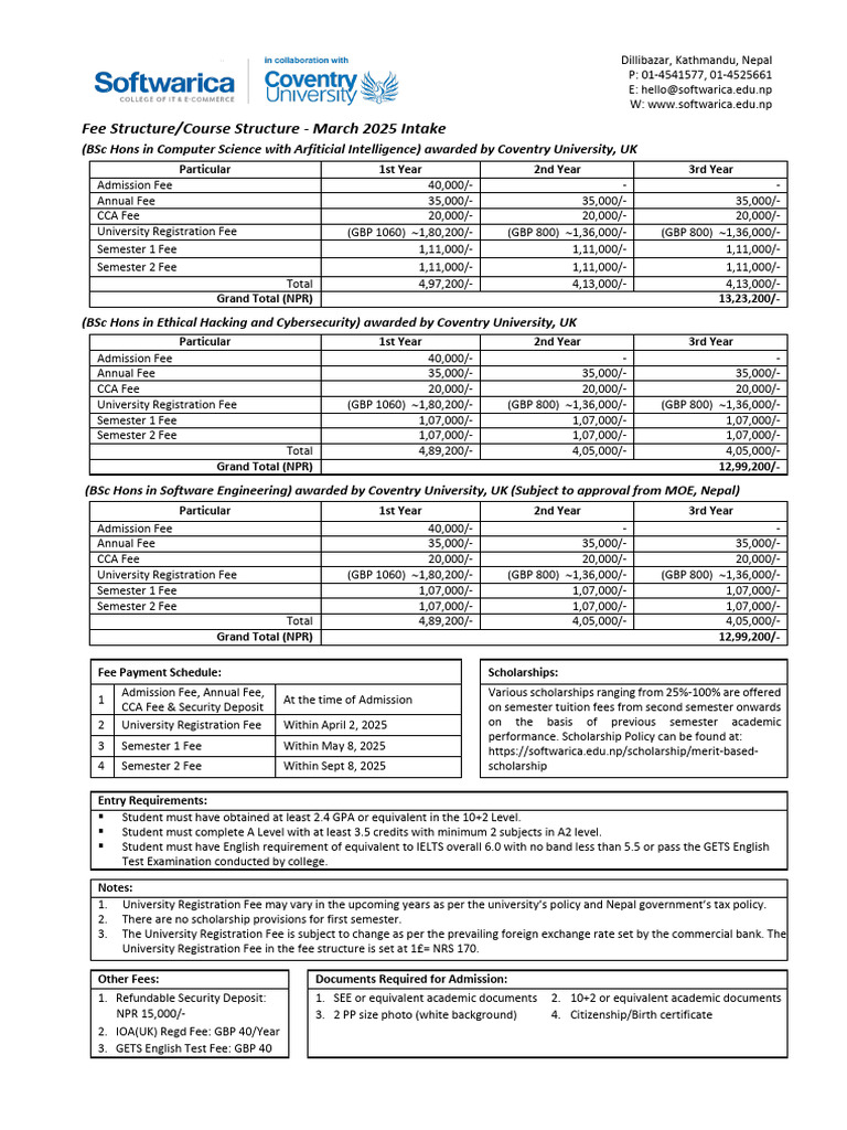 Fee Structure for BSc Programs 2025 | PDF | Academic Term