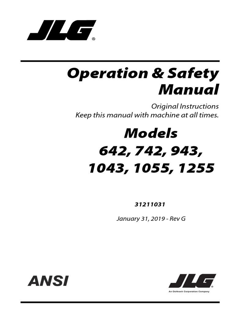 G - 642,742,943,1043,1055,1255 (ANSI) - JLG - Operation - English | PDF ...