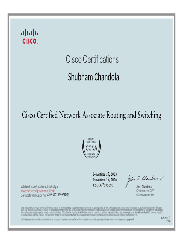 ShubhamCisco_CCNA Certificate_locked_unlocked | PDF | Cisco ...