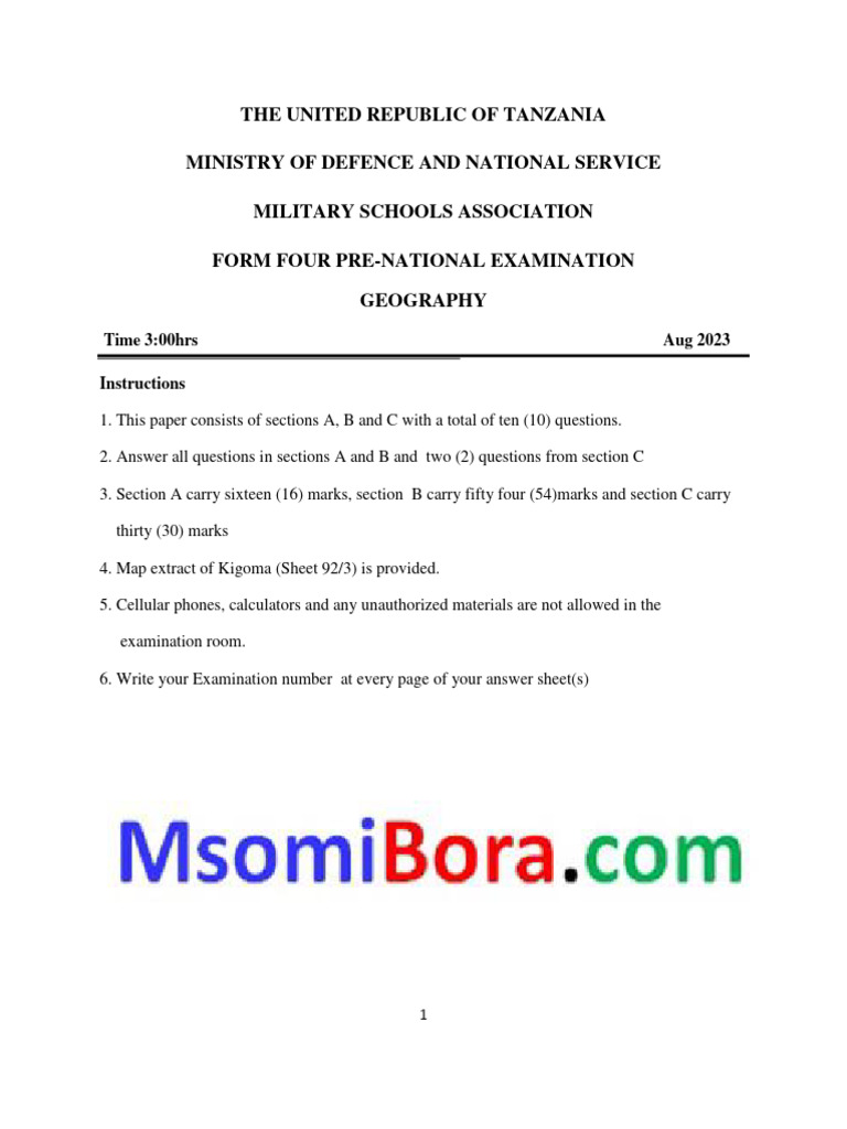 Form Four Geography Pre-Necta 2025 Exam | PDF | Planets | Solar System