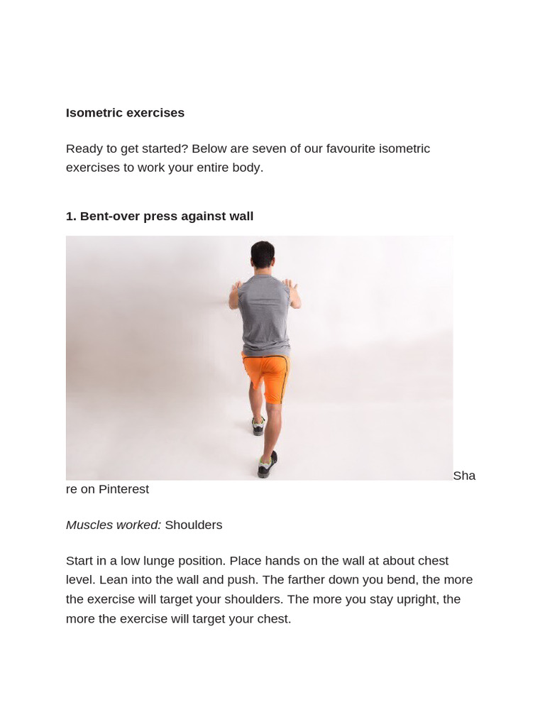 Isometric exercises | PDF | Musculoskeletal System | Limbs (Anatomy)