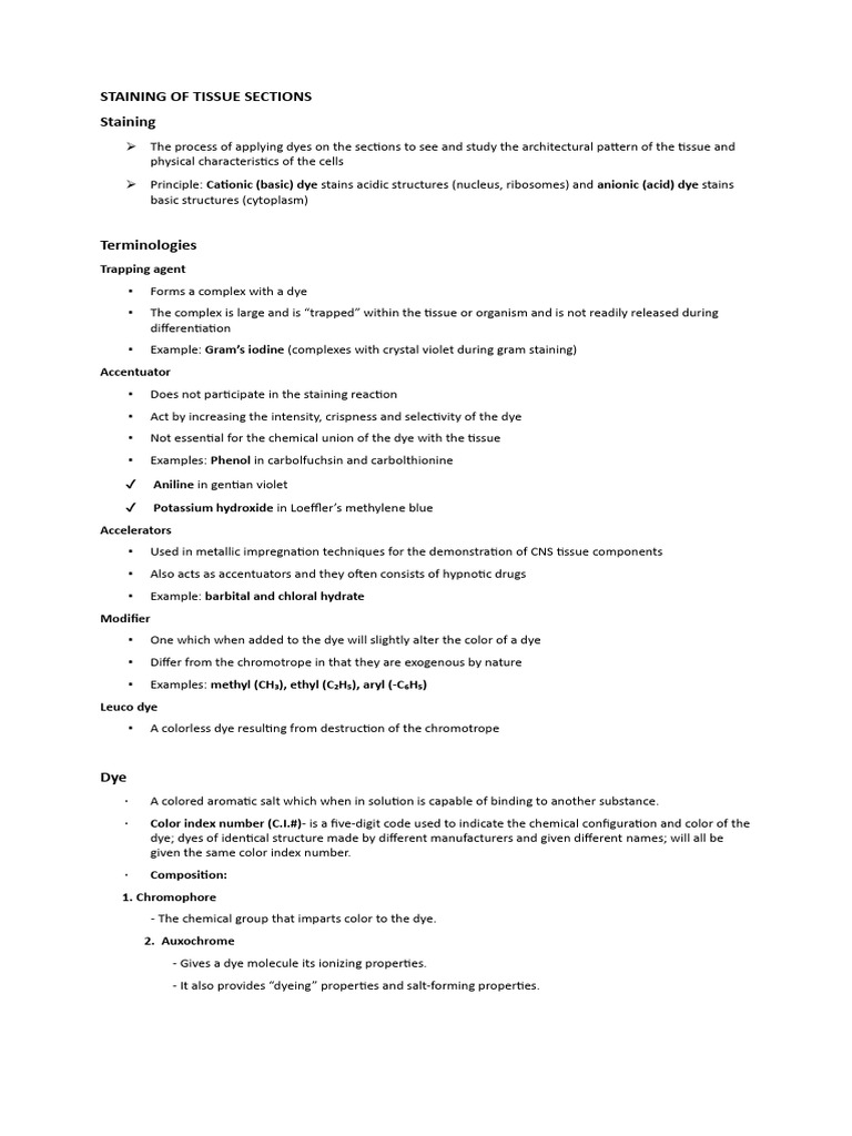 Staining of Tissue Sections | PDF | Staining | Dye