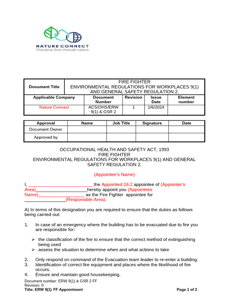 Fire Fighter Appointment & Safety Regulations | PDF | Firefighter | Safety