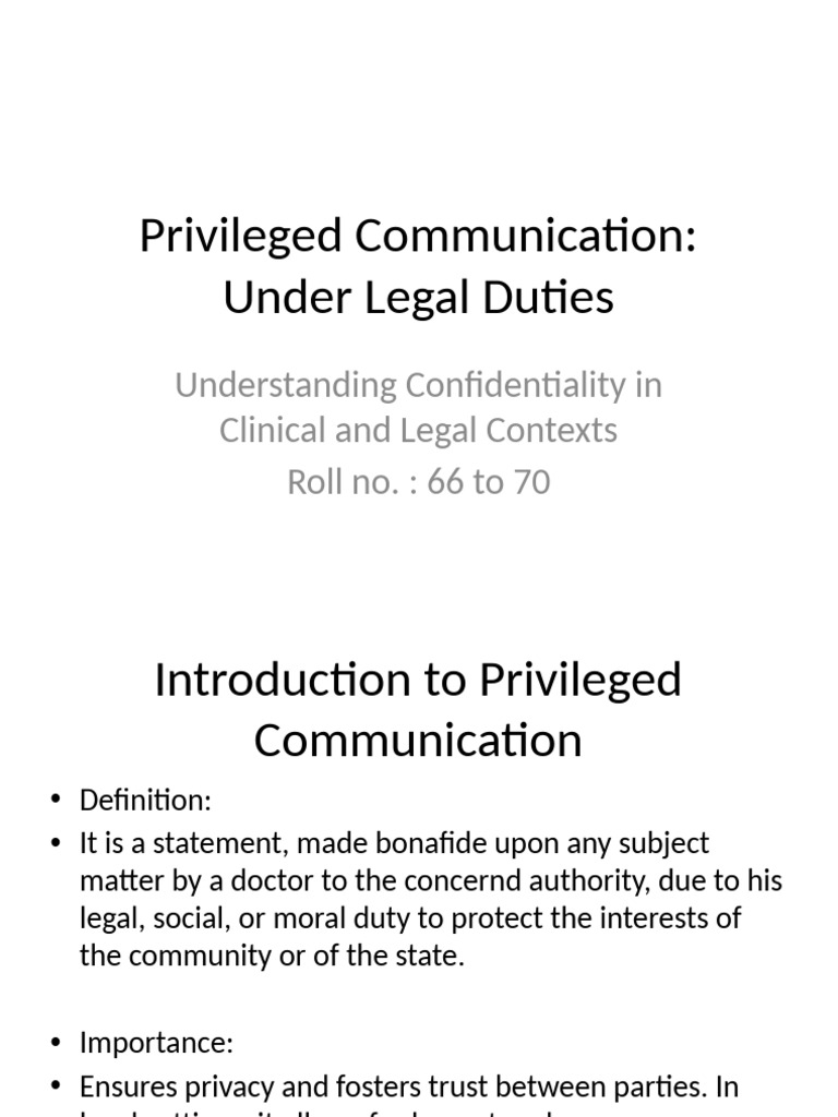 Privileged Communication Under Legal Duties Full Content | PDF | Crimes ...